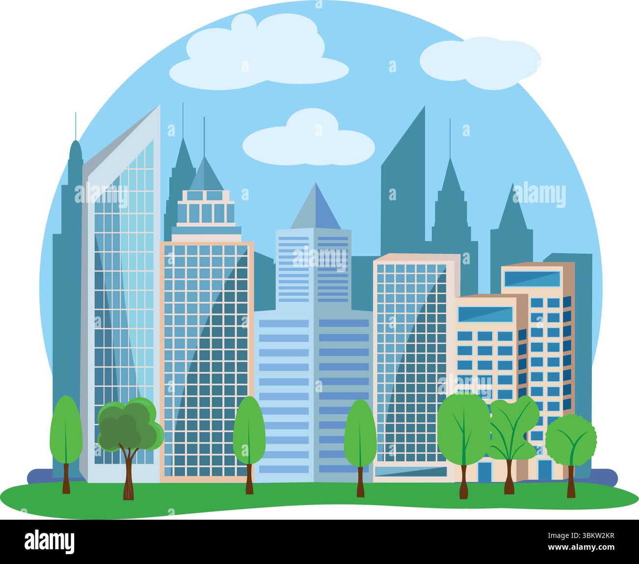 Modern city buildings design, flat cartoon elements Stock Vector Image ...