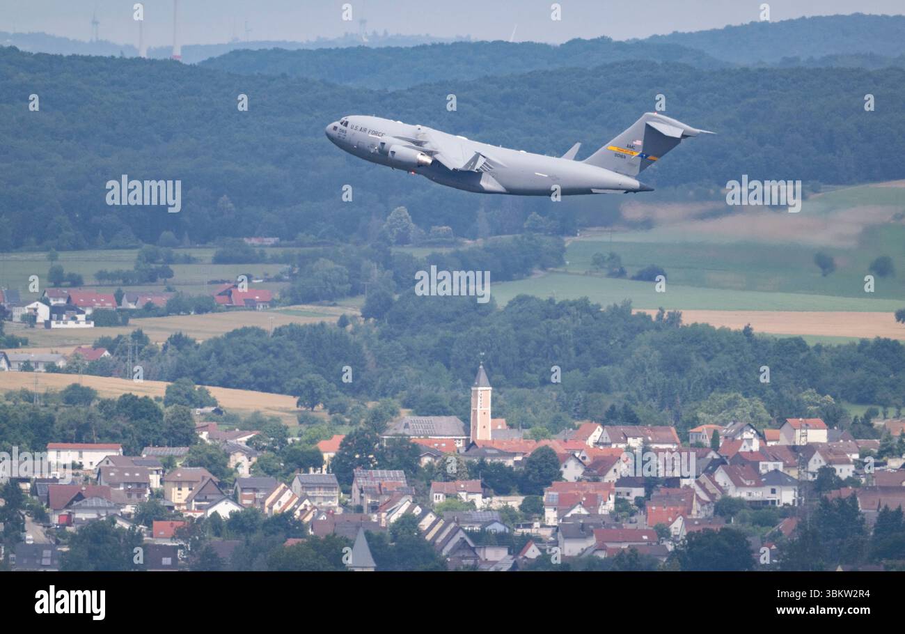 Ramstein, Germany. 23rd June, 2025. A US Air Force C-17 Globemaster ...