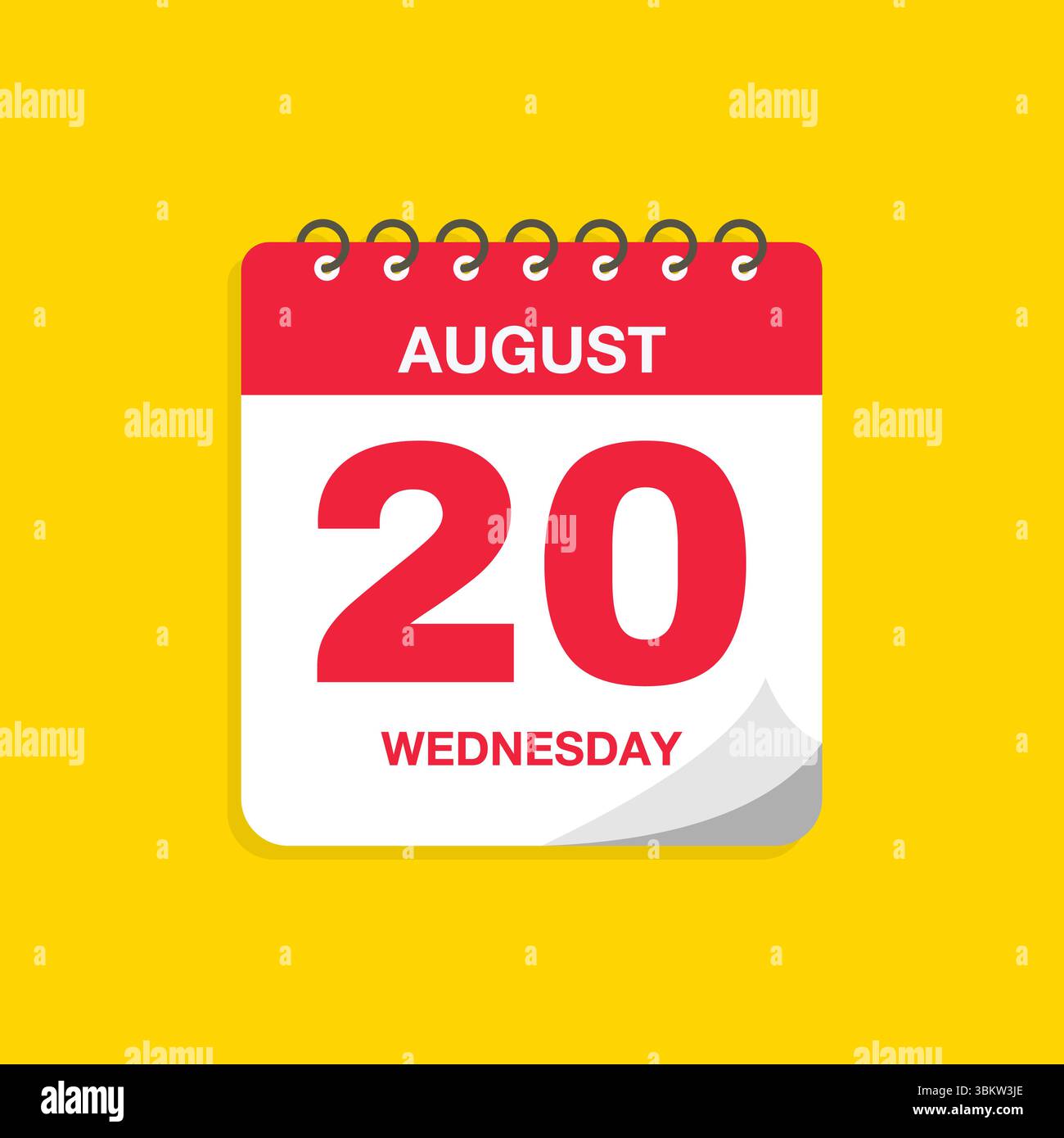 Day calendar with date August 20. Calendar icon vector. Event calendar ...
