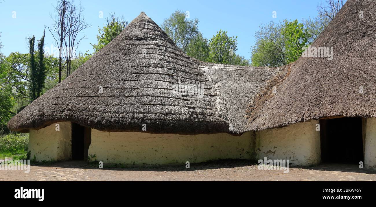 Bryn Eryr iron age Celtic village and roundhouses. St Fagans National ...