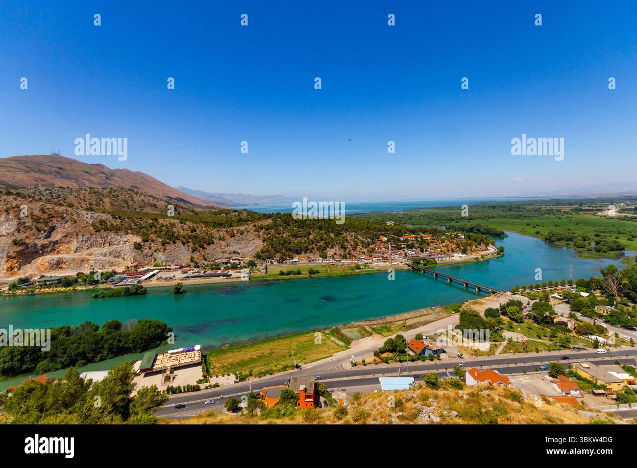 View of the meander of the Buna (Bojana) river. The view from Rozafa ...