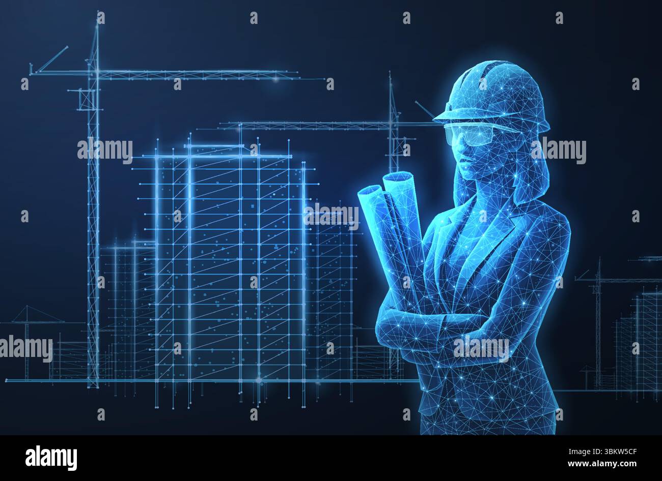 Woman architect. Construction, development, architecture, ai concept ...