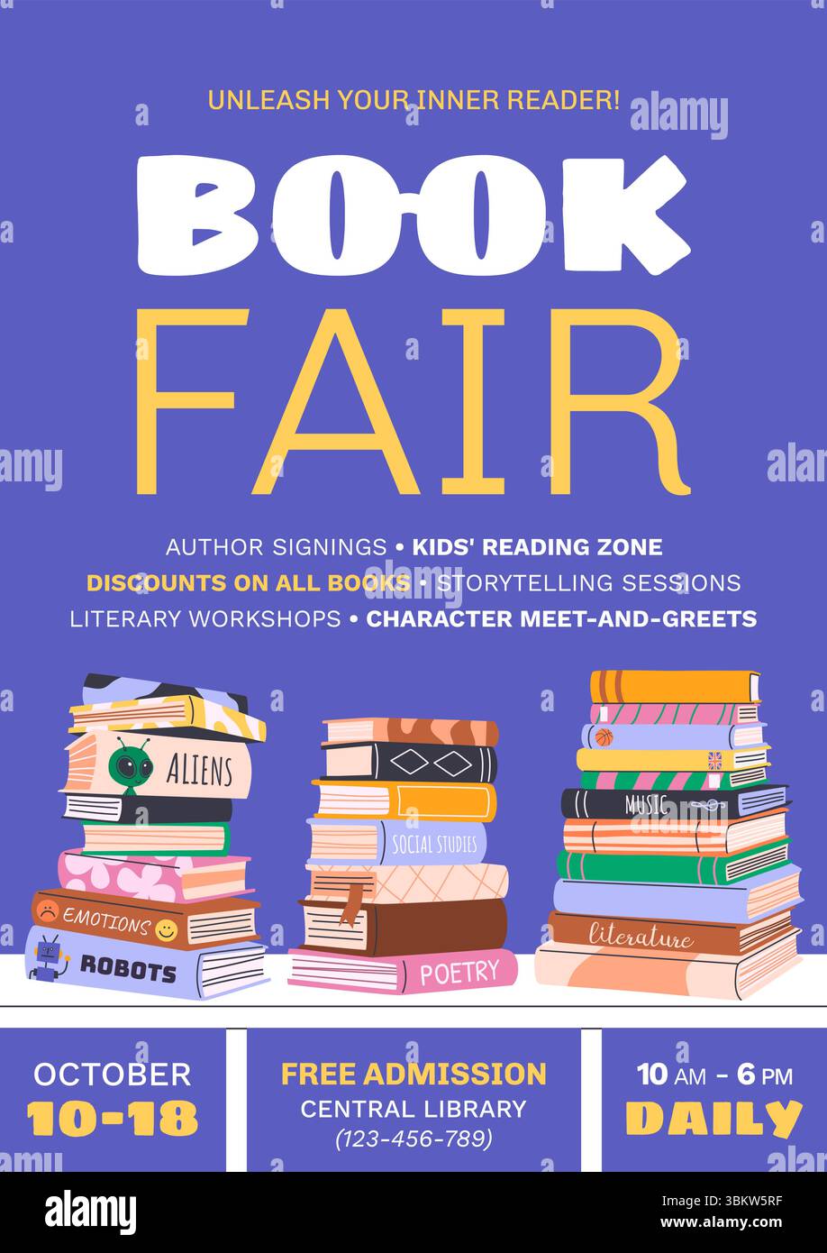 Book Fair or Festival Vertical Poster Stock Vector Image & Art - Alamy