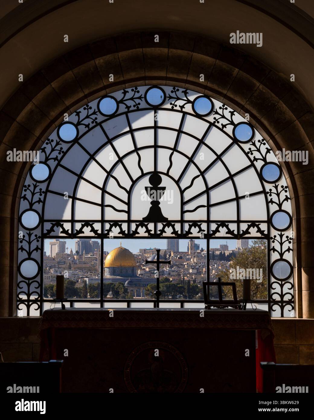 View from inside Dominus Flevit Church on the Mount of Olives ...
