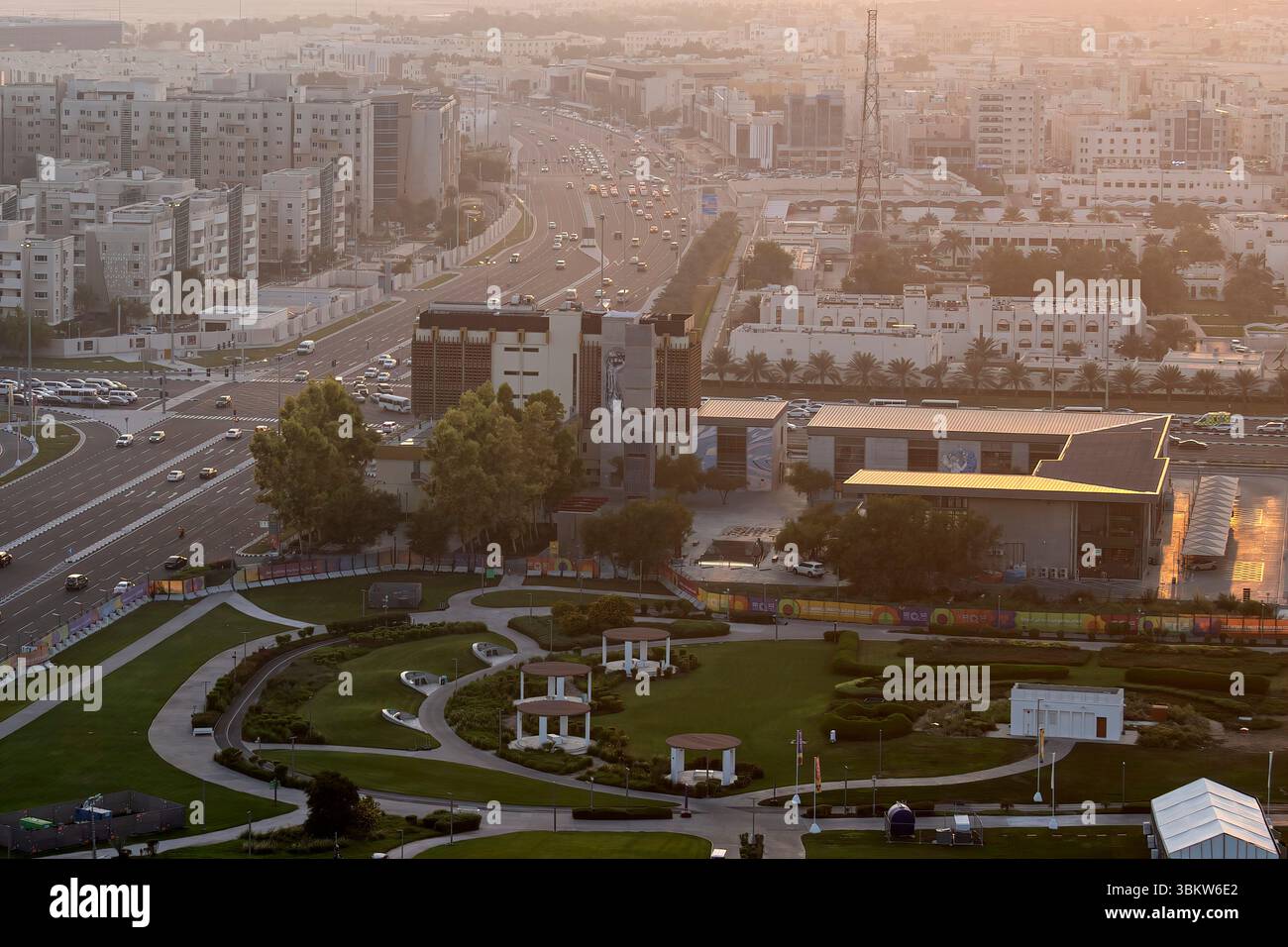 Aerial view of Fire Station in Doha, Qatar, Former base for the Qatari ...