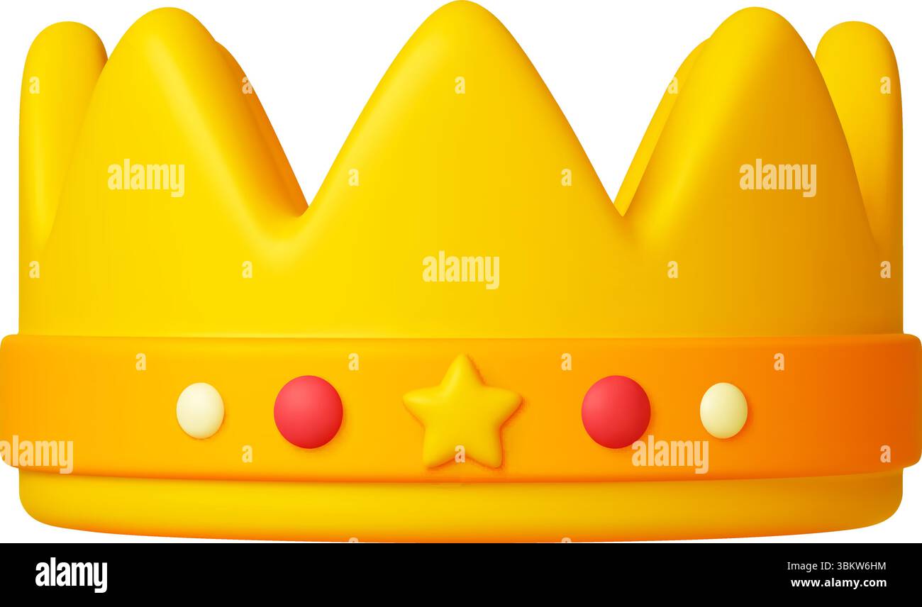 Golden crown 3d icon. Realistic queen king princess or prince head ...
