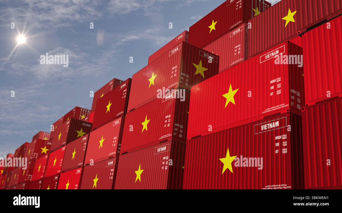 Vietnam export production and import cargo containers in row business ...