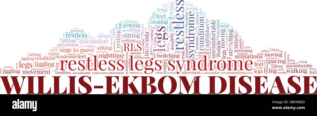 Willis-Ekbom Disease - Restless Legs Syndrome RLS word cloud conceptual design isolated on white ...