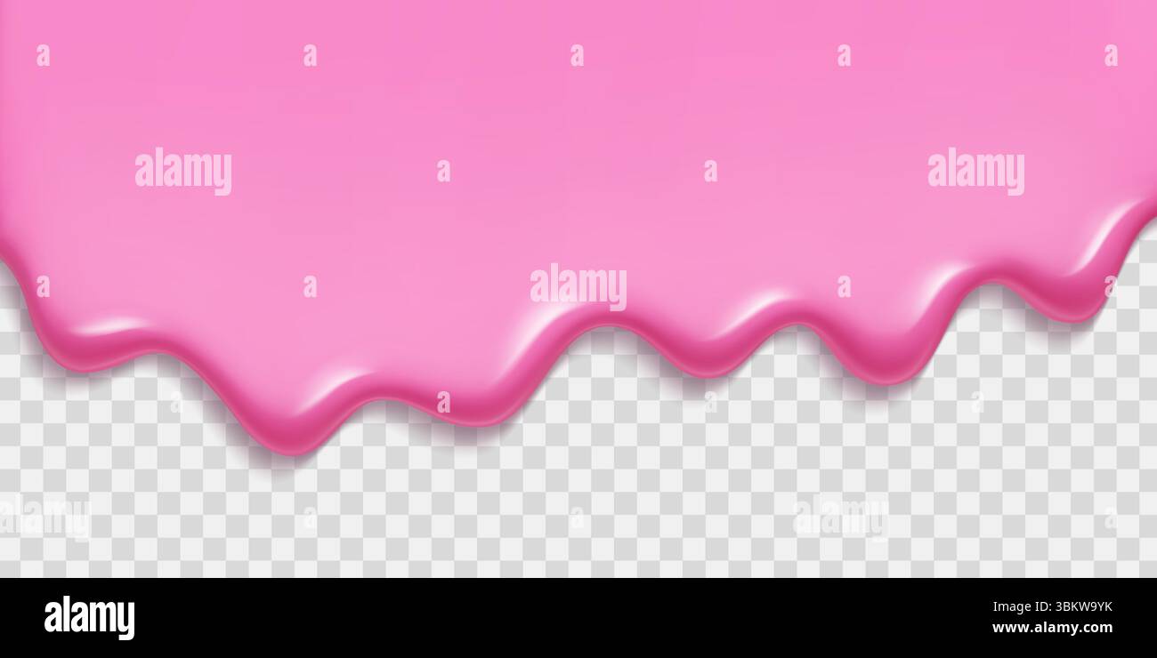 Melting pink ice cream flowing on transparent backdrop - glossy ...
