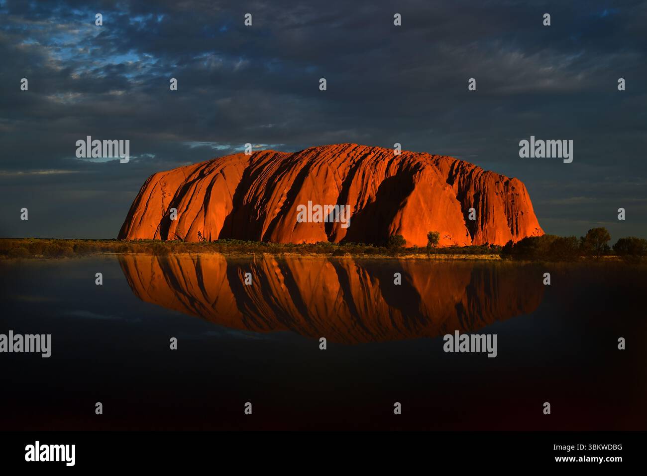 The majestic Uluru at sunset on a summer evening in Australia's ...