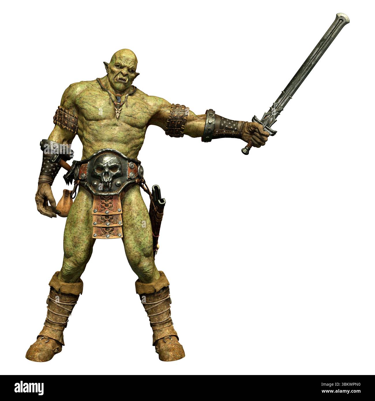 3D rendering of a fantasy monster orc isolated on white background ...
