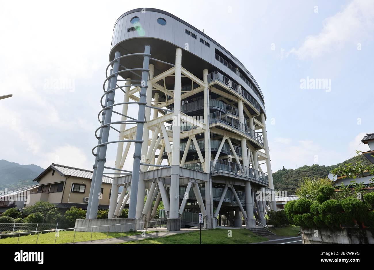 The largest tsunami evacuation tower in Japan is seen in Kuroshio Town ...