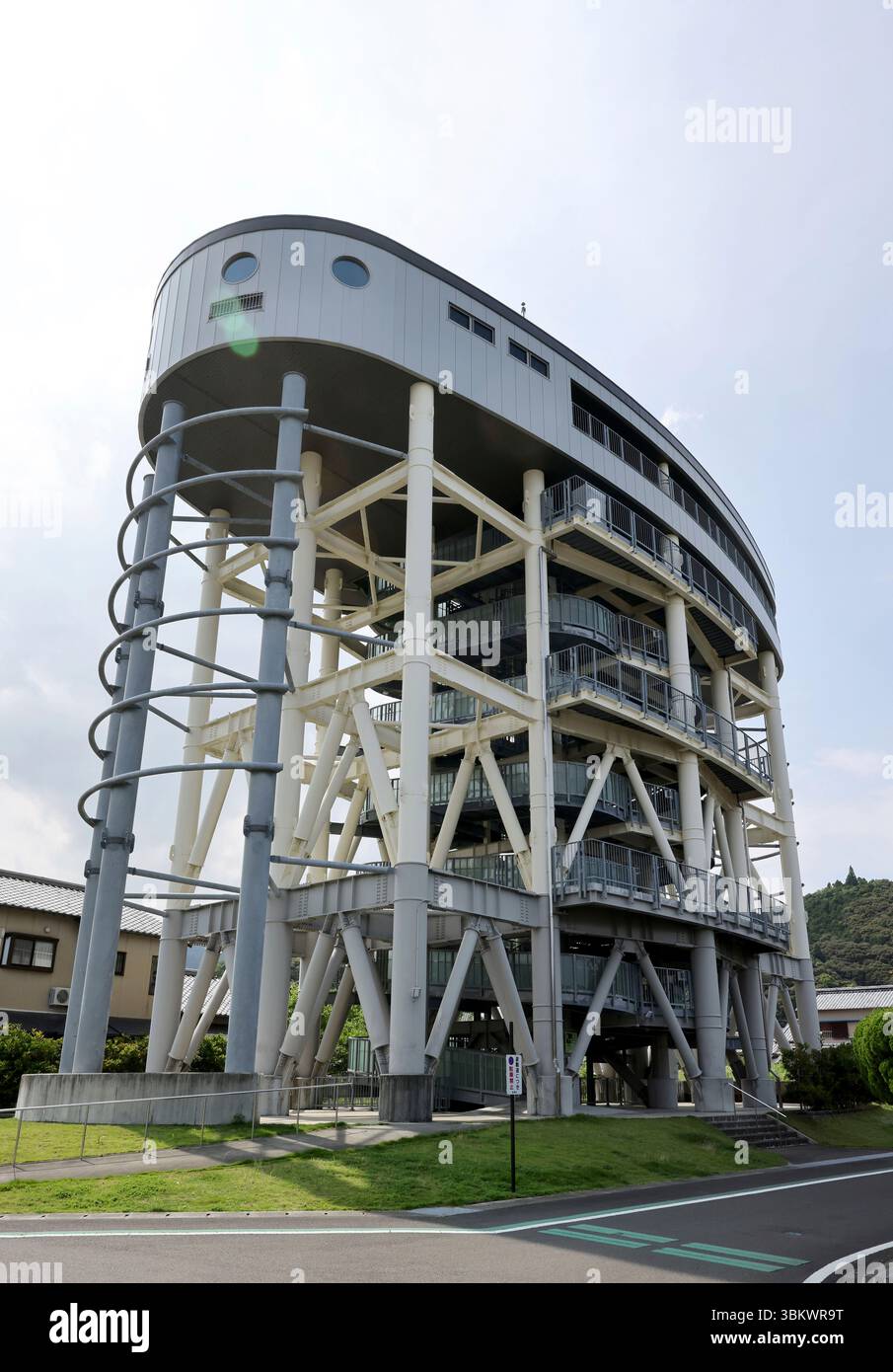 The largest tsunami evacuation tower in Japan is seen in Kuroshio Town ...