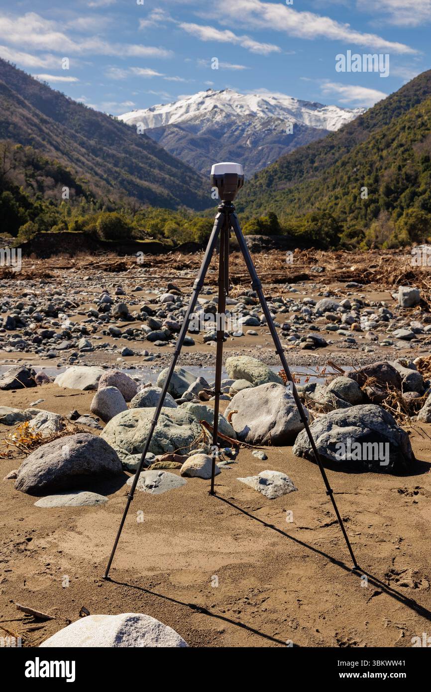 dGPS base station on the Rio Teno, Chile Stock Photo - Alamy