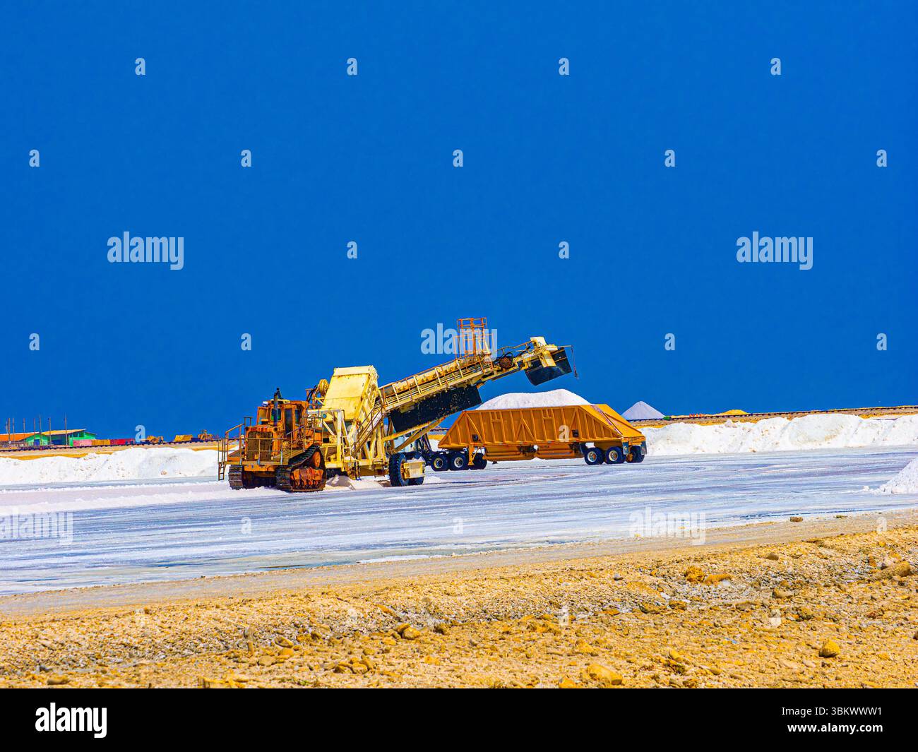White salt hills and vibrant red water in the sea salt mines of Bonaire ...