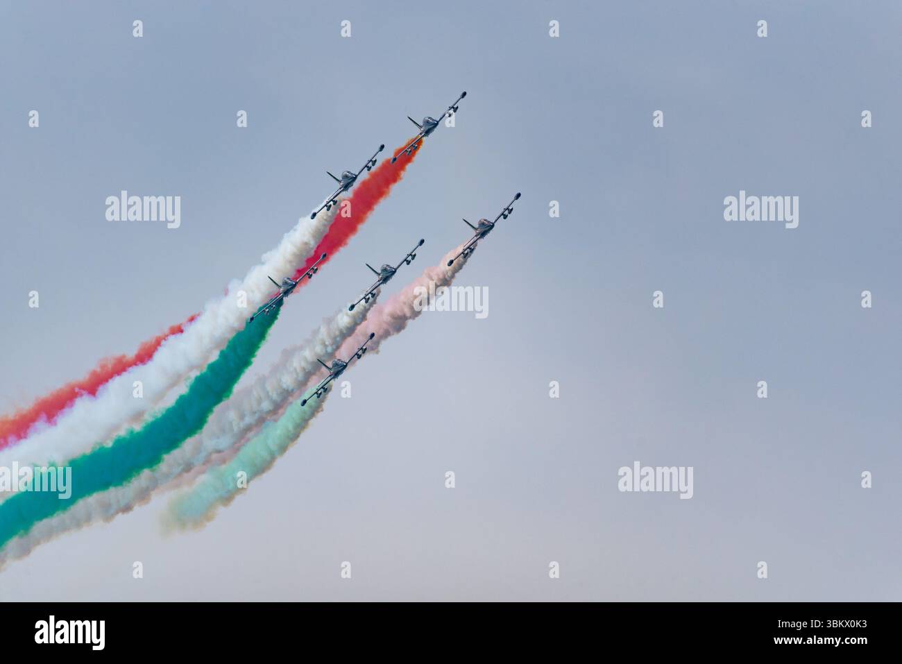 Frecce Tricolori Italian display team flying at the AIRE25 Air Festival ...