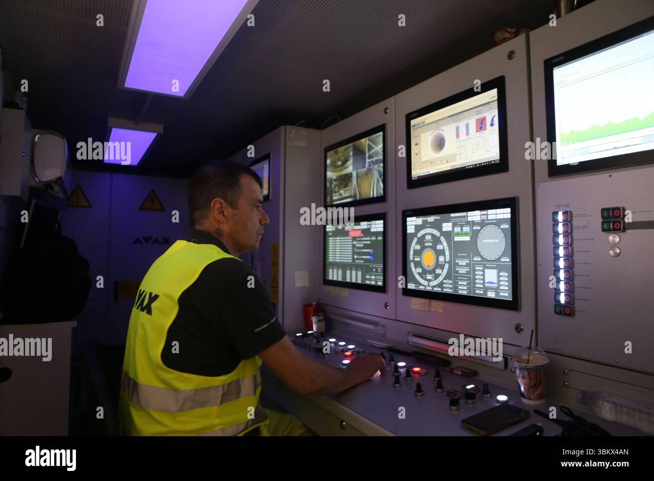 Construction on Athens Metro Line 4 .Tunnel boring machine (TBM ...