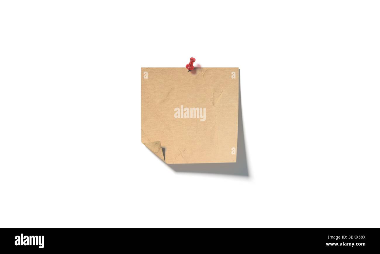 Blank craft pinned paper note folded mockup, depth of field Stock Photo ...