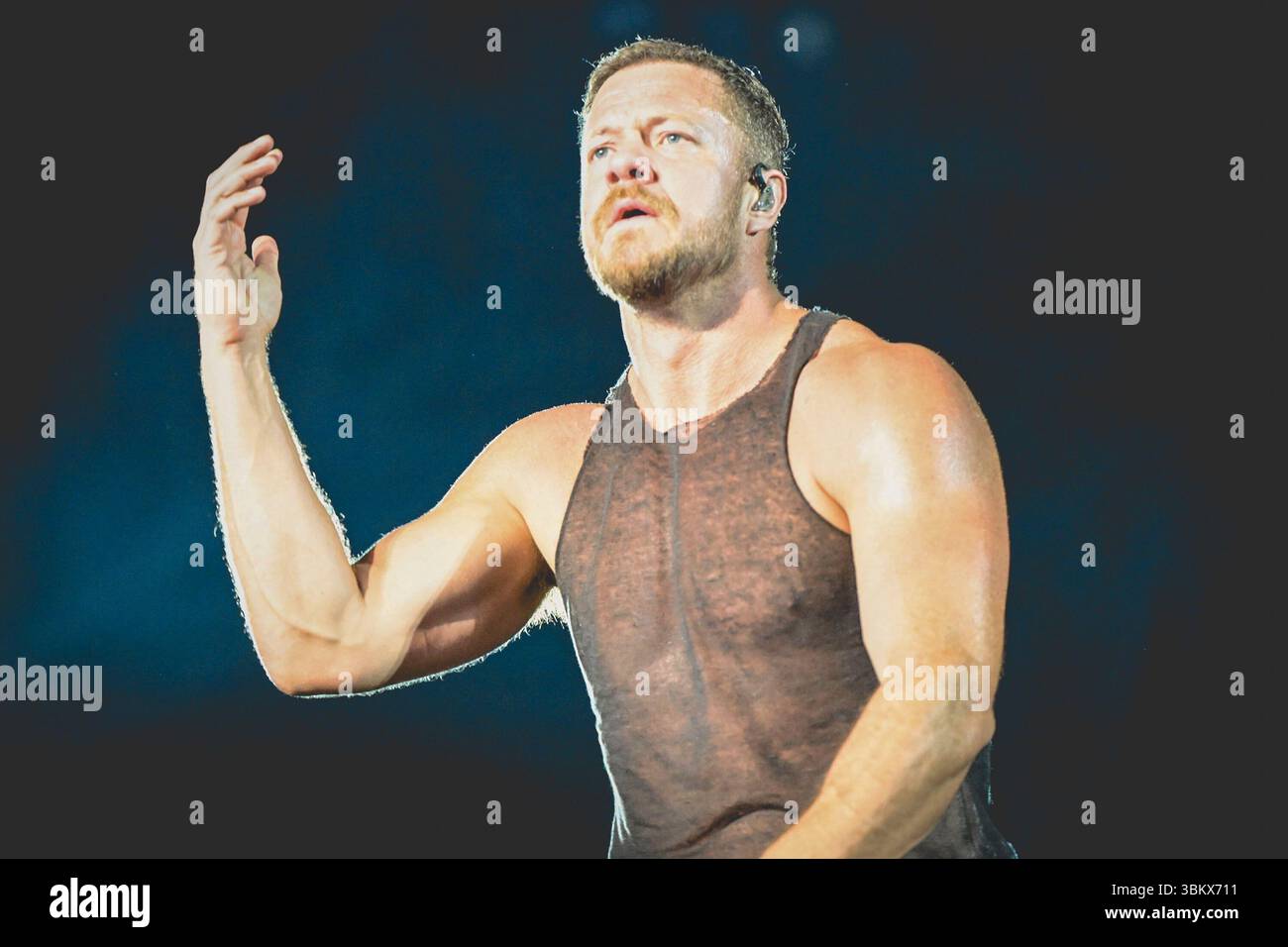 American pop-rock band Imagine Dragons performs live on the stage of ...