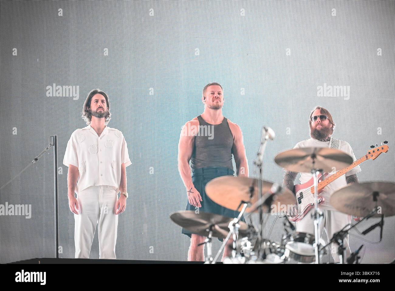 American pop-rock band Imagine Dragons performs live on the stage of ...
