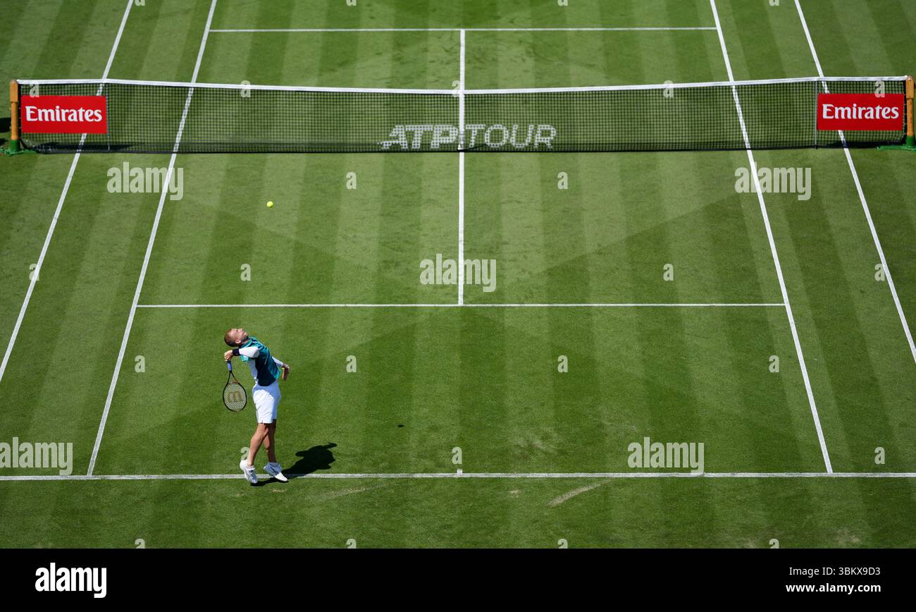 Daniel Evans in action against Miomir Kecmanovic (not pictured) during ...