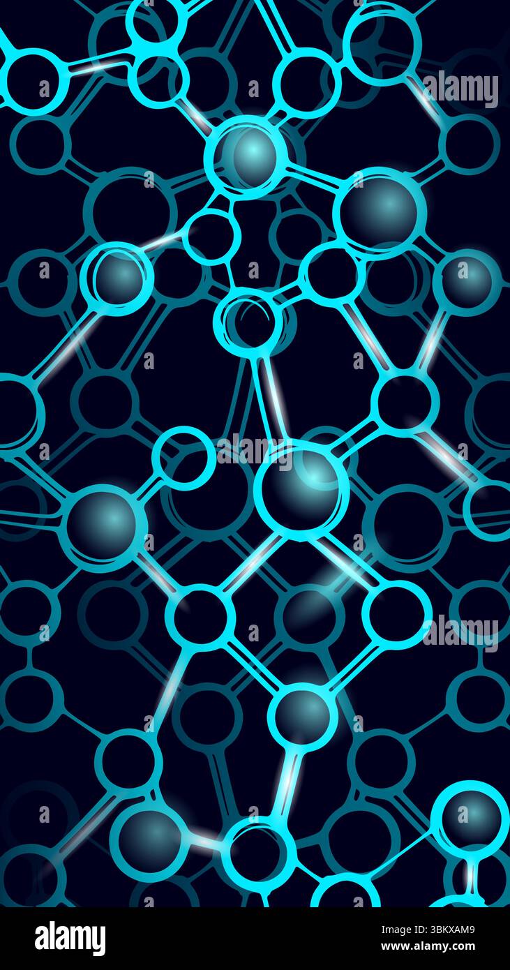 Molecular structure connection network. Linked atoms digital art ...