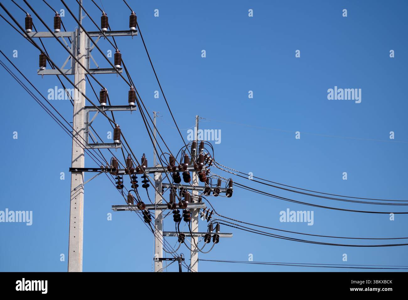 High voltage transmission pole with electrical equipment including ...