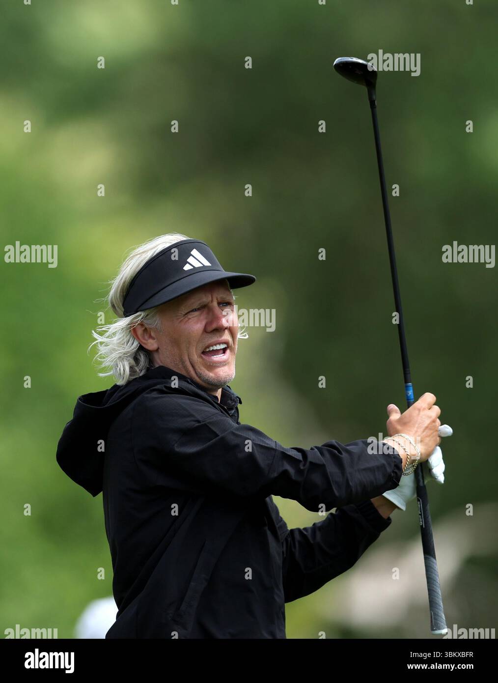 Former Premier League footballer Jimmy Bullard tees off from the eighth ...