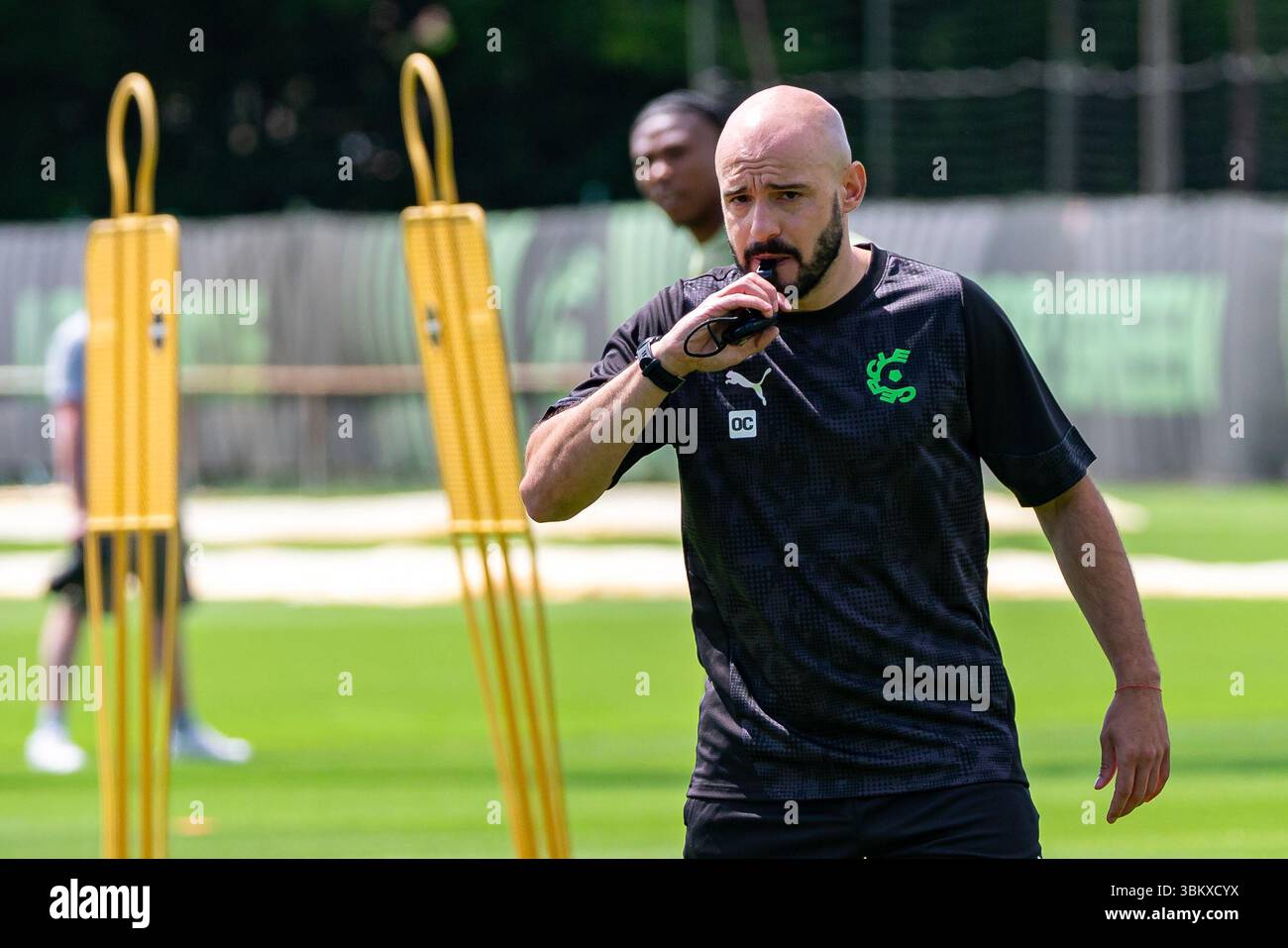 Cercle's new head coach Onur Cinel pictured during a training session ...