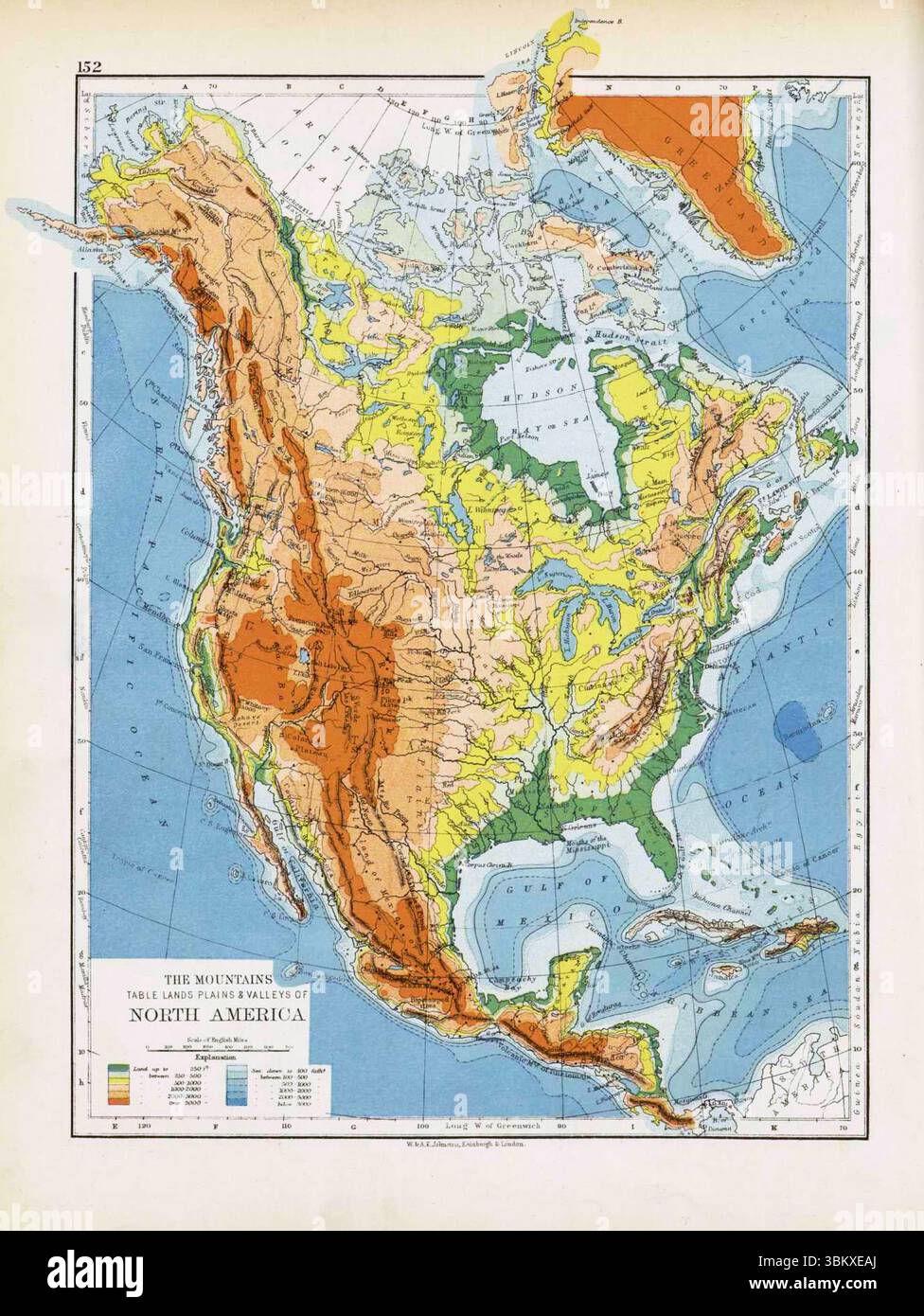 Physical Map: Mountains, Table Lands, Plains and Valleys of North ...