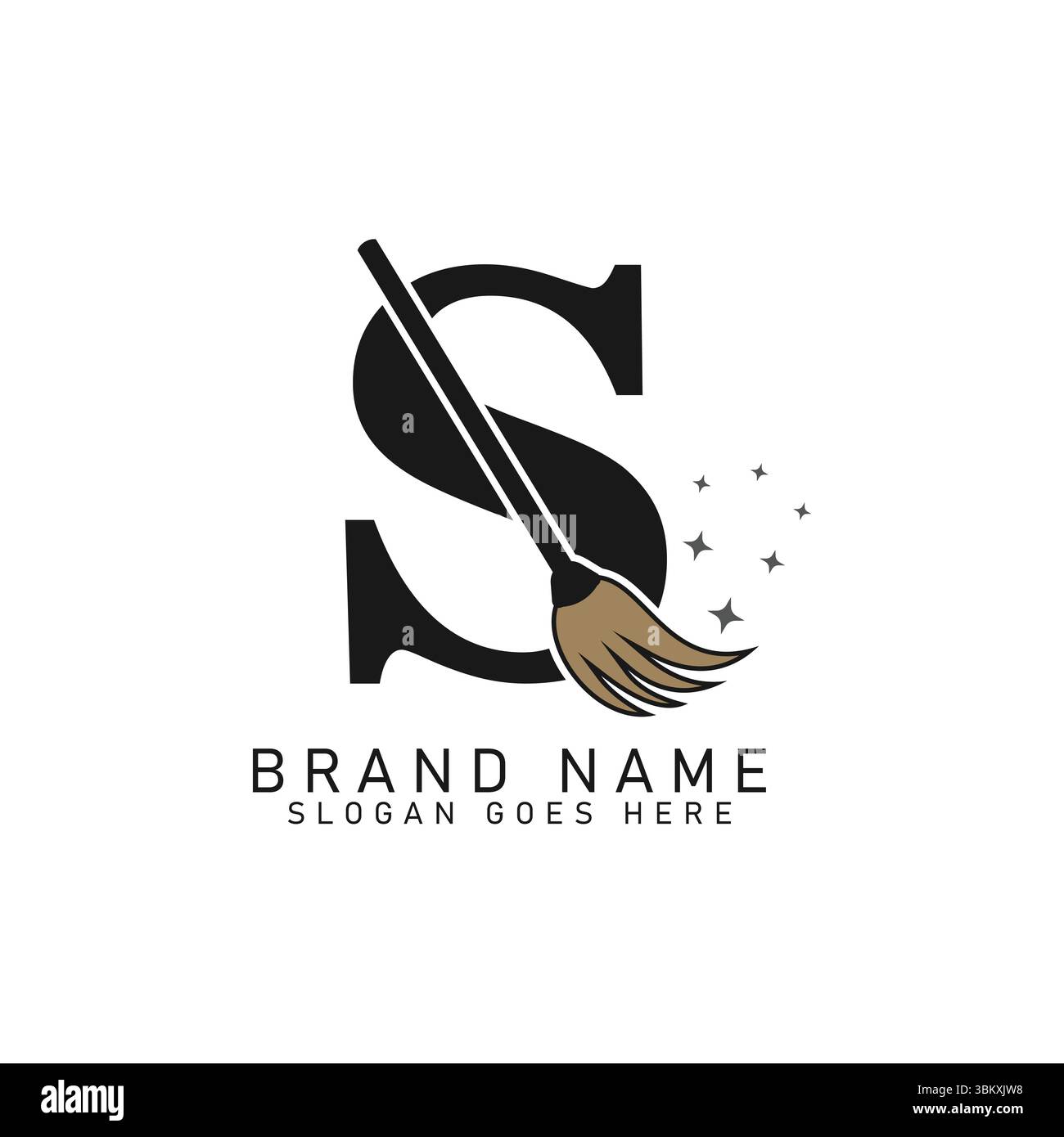 Letter S House Cleaning Broom Logo. Alphabet S Cleaning Brush Icon ...