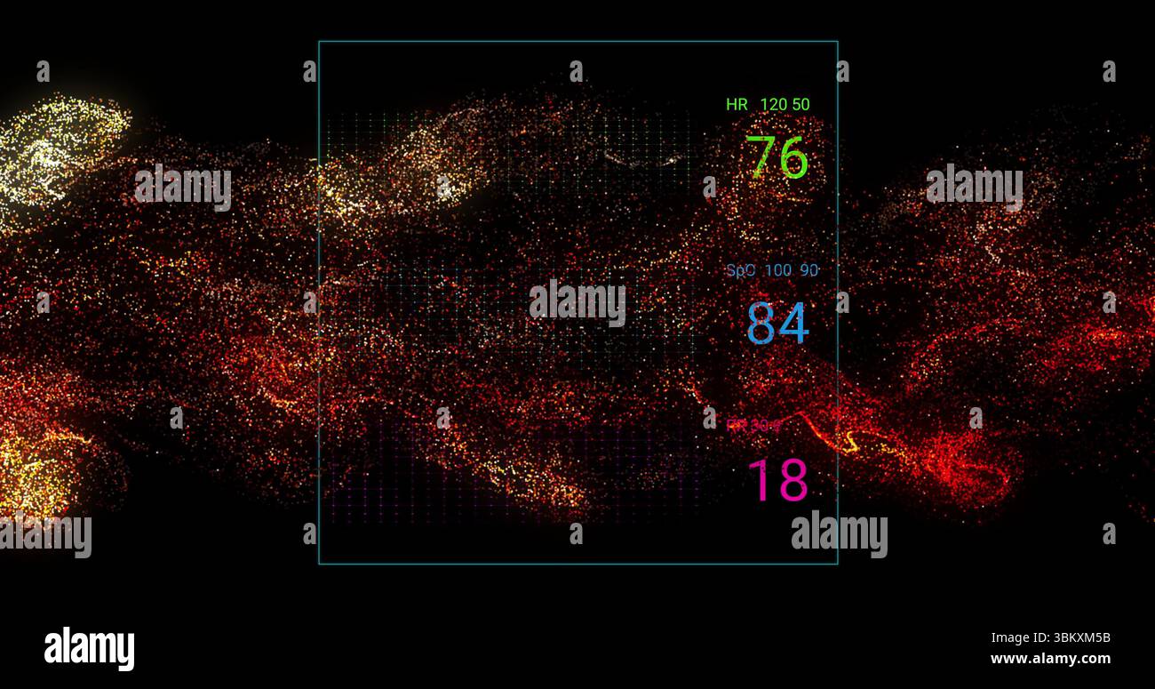 Displaying overlay streaming heart rate SpO2 and respiration values ...
