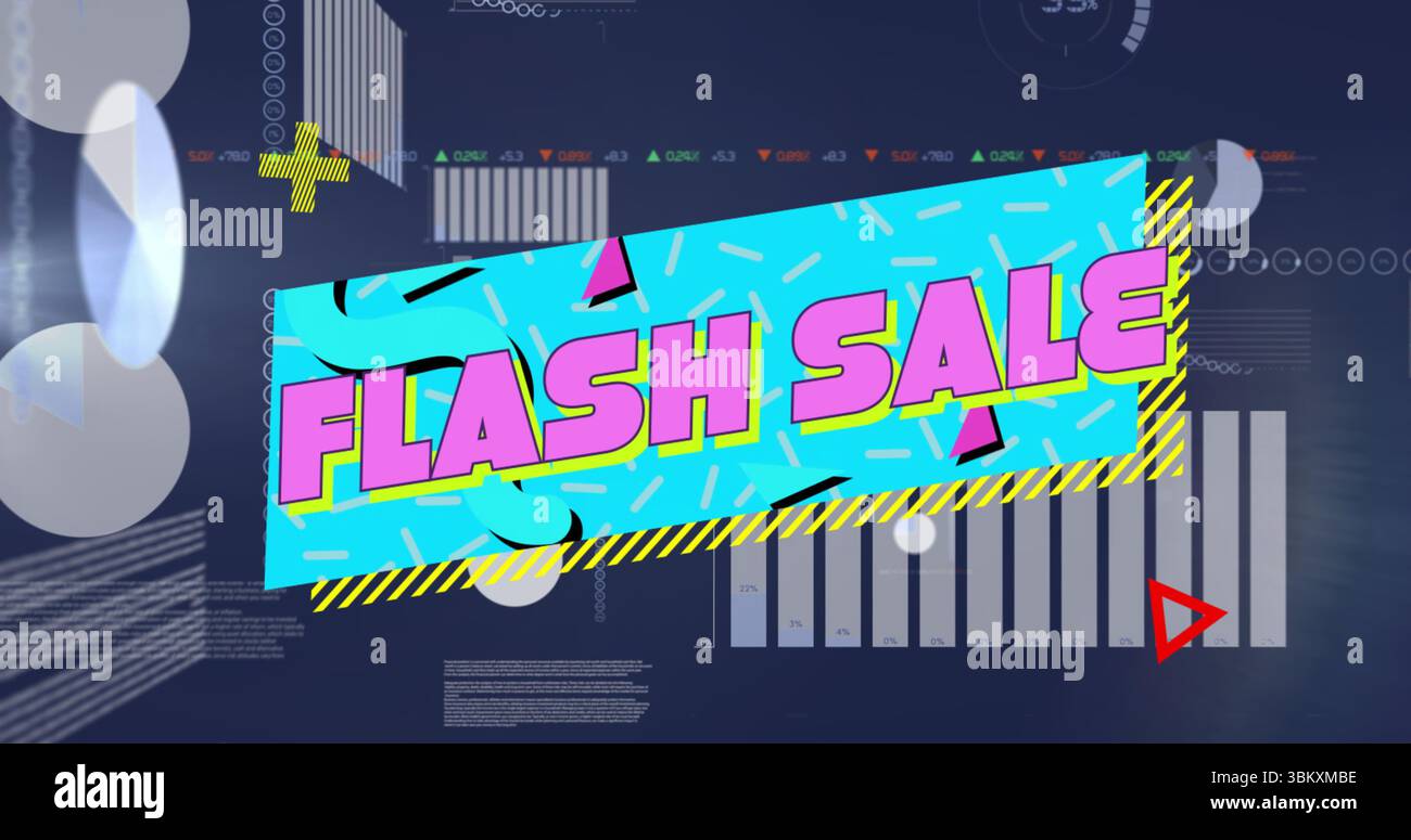 Displaying cyan FLASH SALE banner glowing over interface, with confetti ...