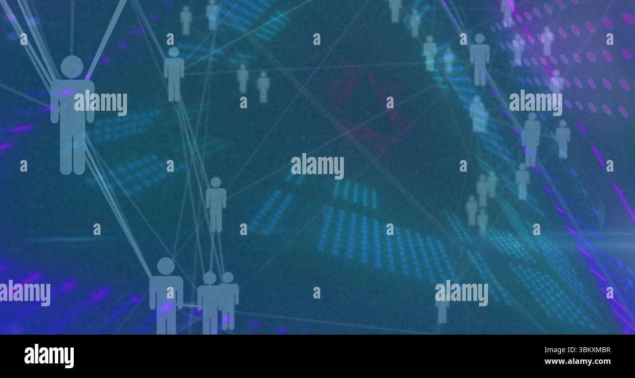 Visualizing network of human silhouette icons linking with lines on ...