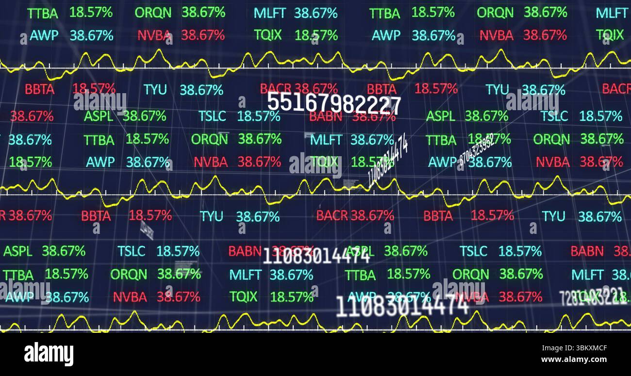 Displaying financial dashboard in trading room, with tickers, white ...