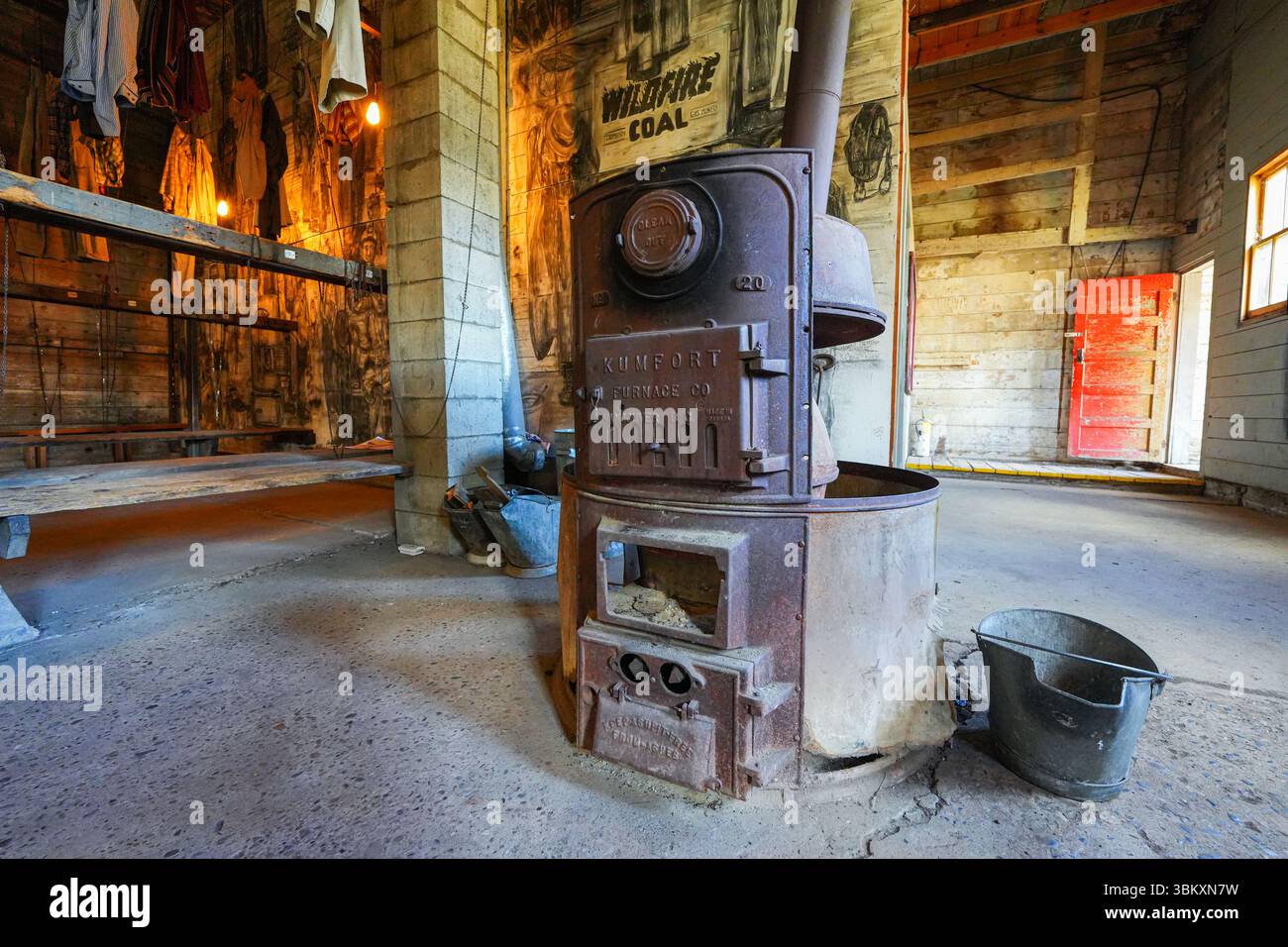 Furnace of the miners breakroom in the Atlas Coal Mine, a National ...