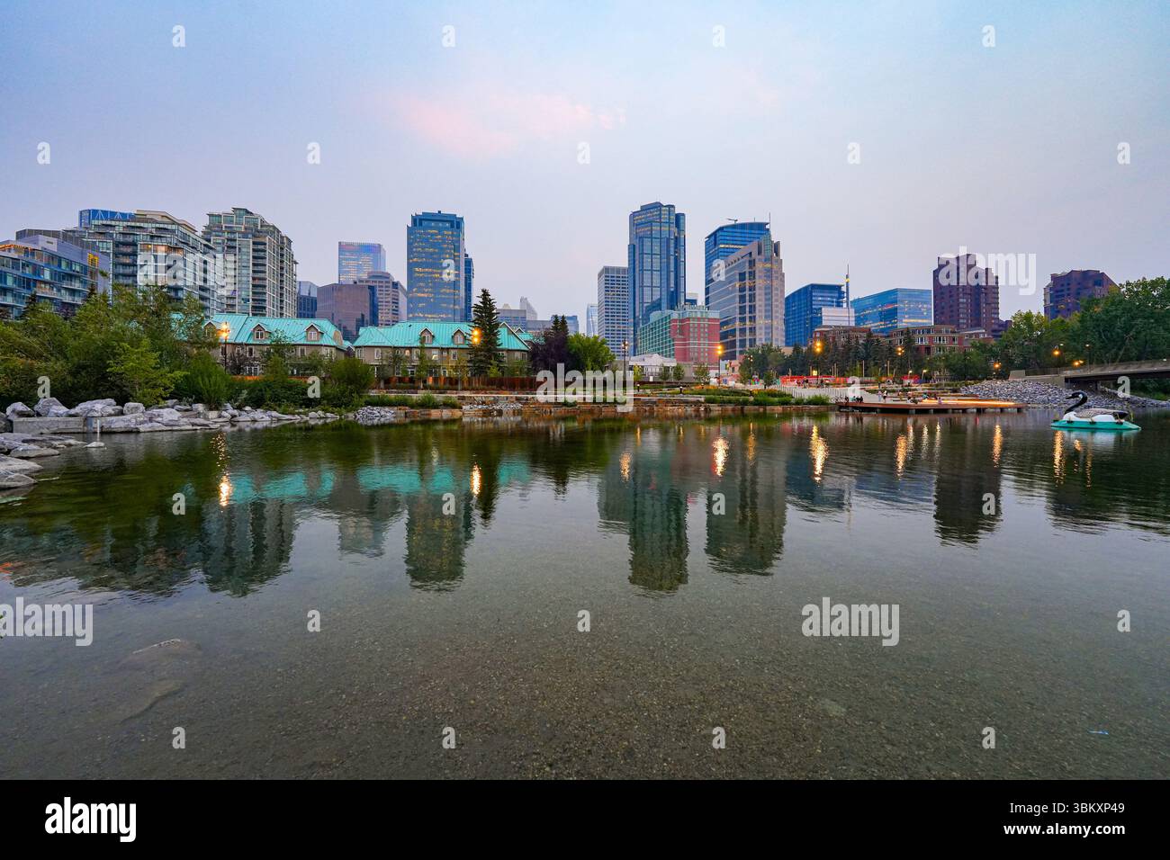 Calgary's skyline as seen from the Prince's Island Park in Alberta ...