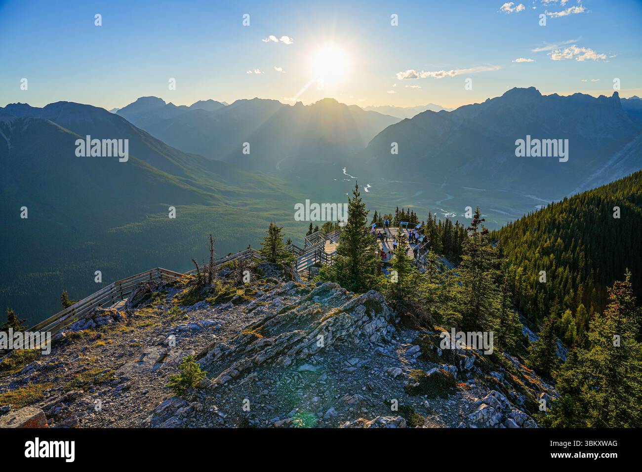 Westward view from the top of Sulphur Mountain in Banff National Park ...