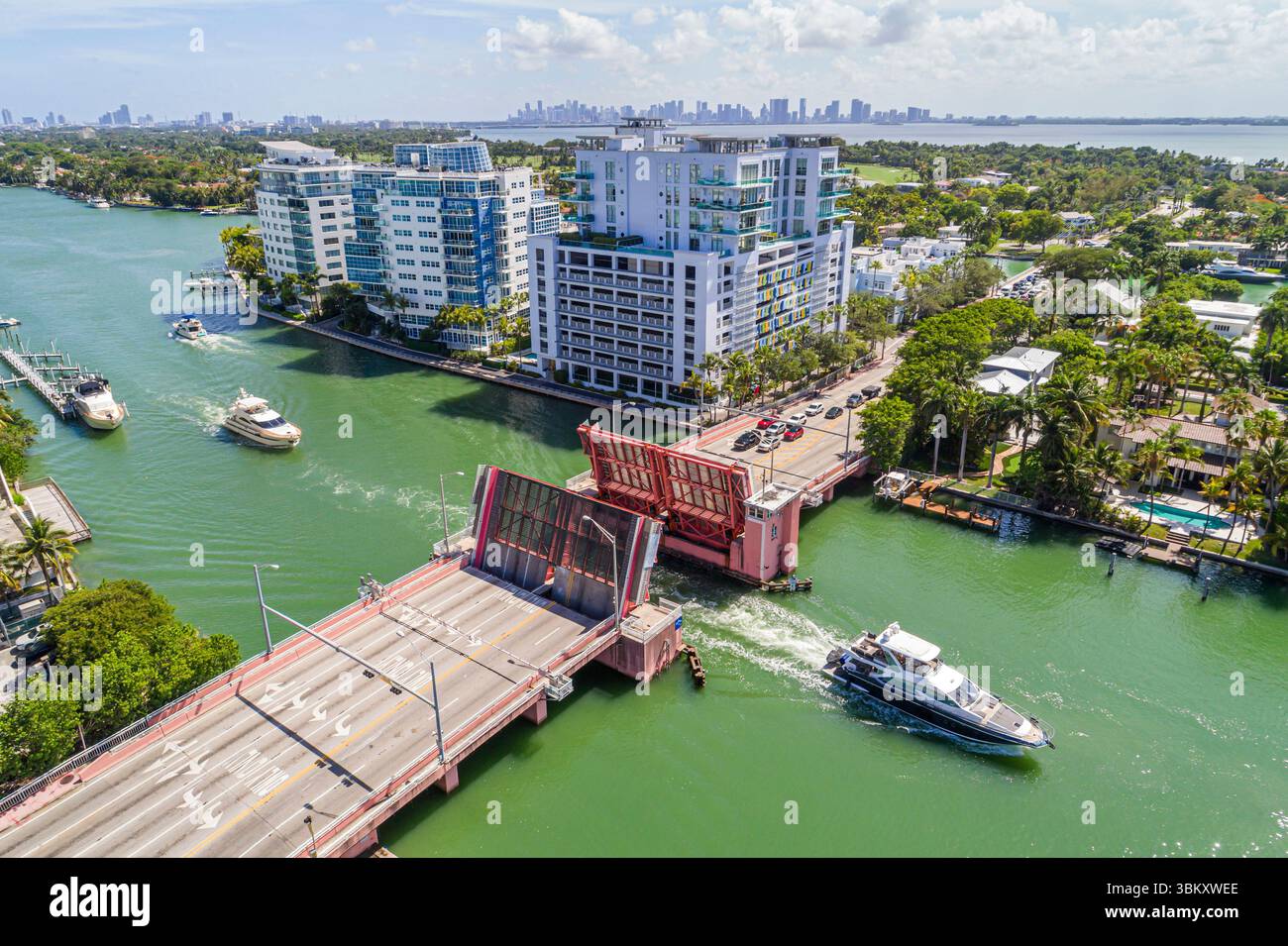 Miami Beach Florida,La Gorce neighborhood,aerial overhead view from ...