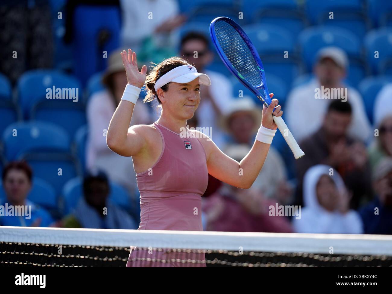 Lulu Sun celebrates winning against Daria Kasatkina (not pictured ...