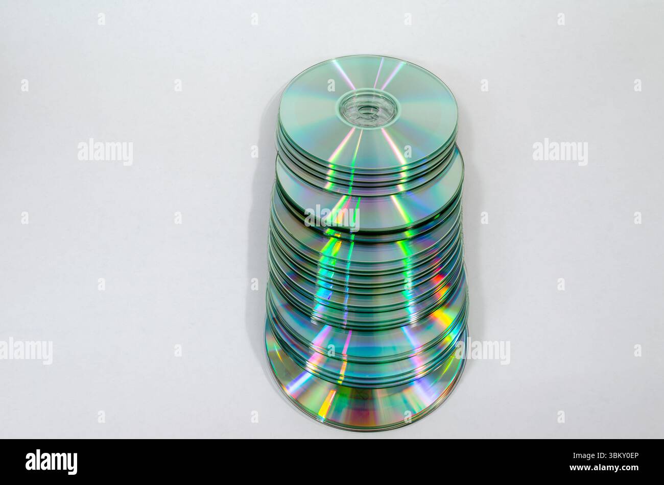 Close-upClose-up of fallen stack of mulitcolored Compact Disc's on a ...