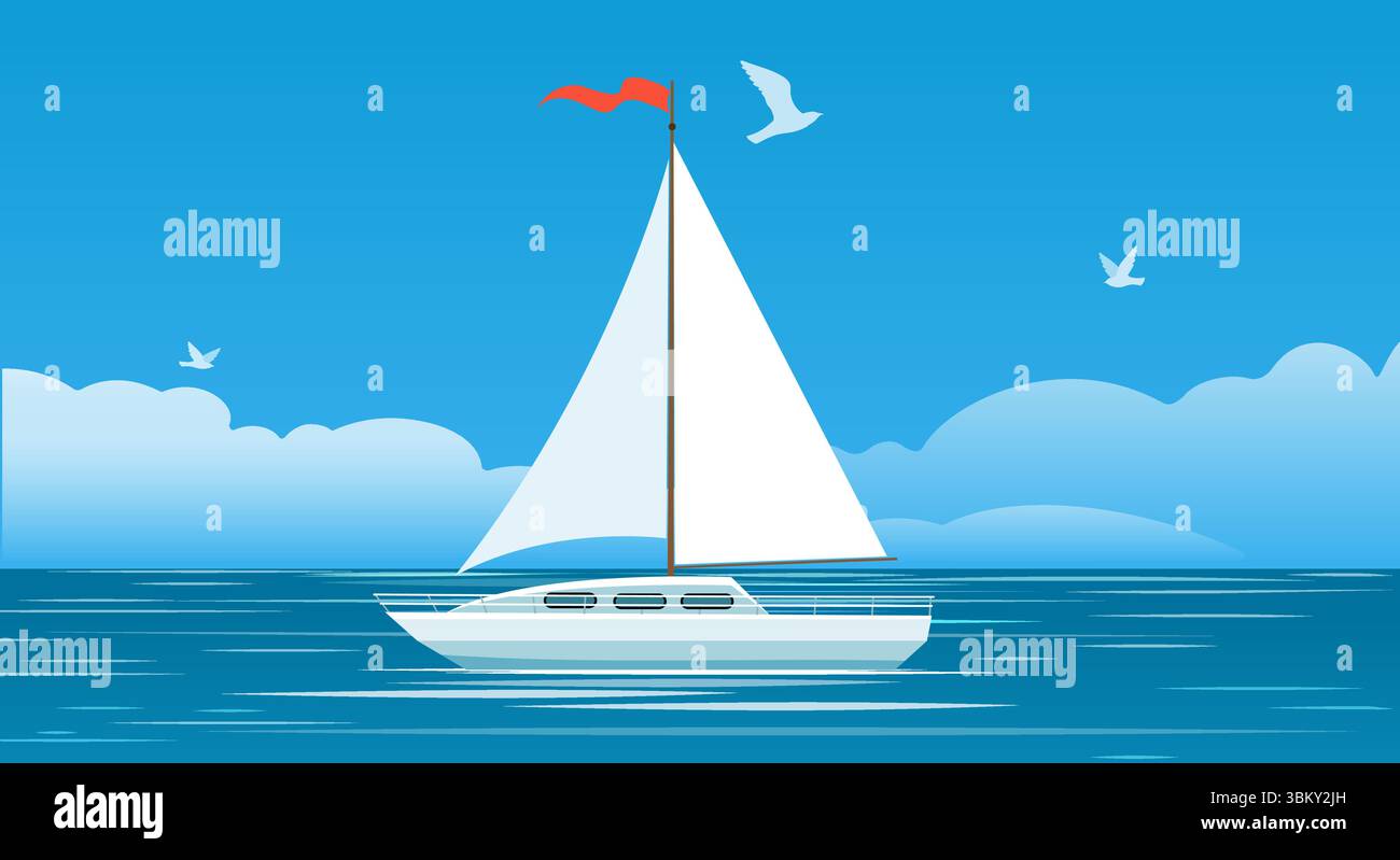 Sailing white ship in the sea Stock Vector Image & Art - Alamy