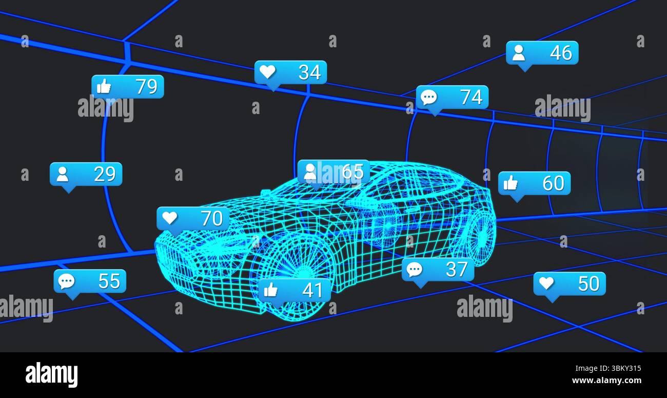 Wireframe car model rotating inside hi-res stock photography and images - Alamy