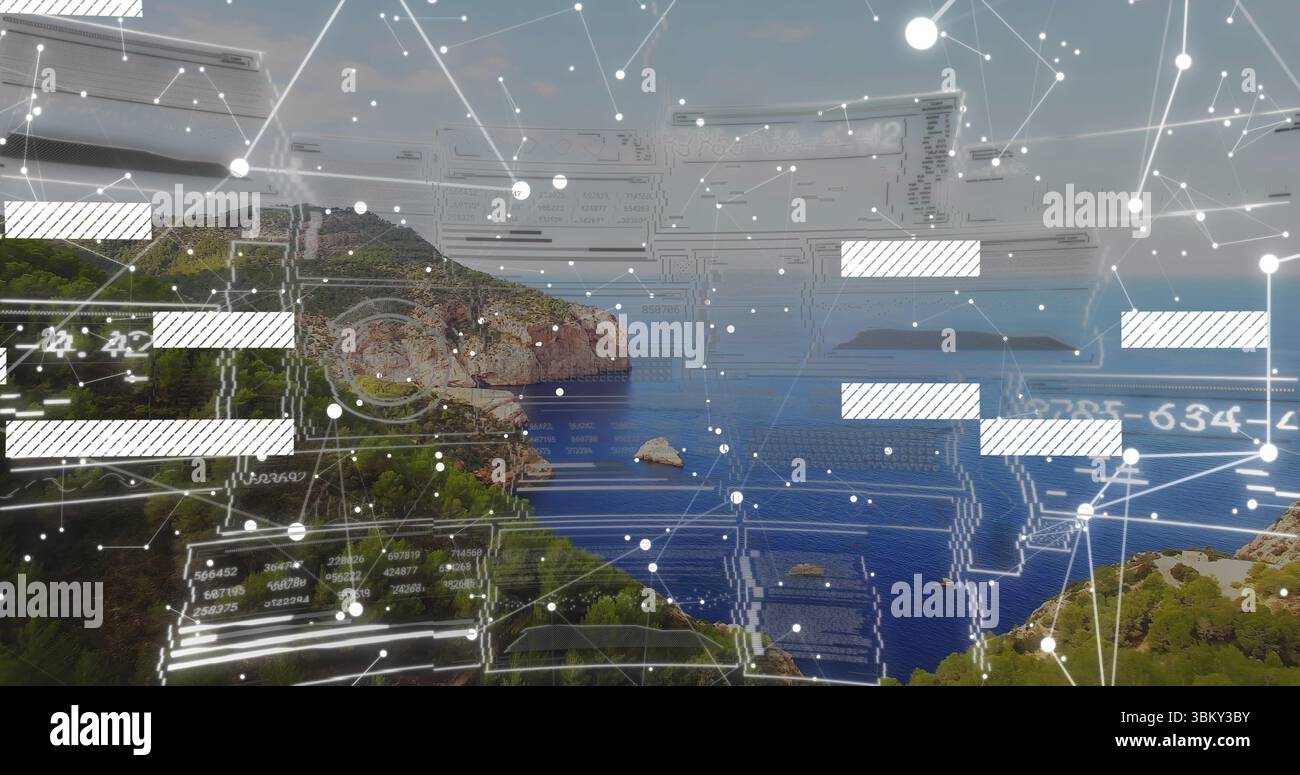 Overlaying digital network nodes and rectangular data blocks across ...