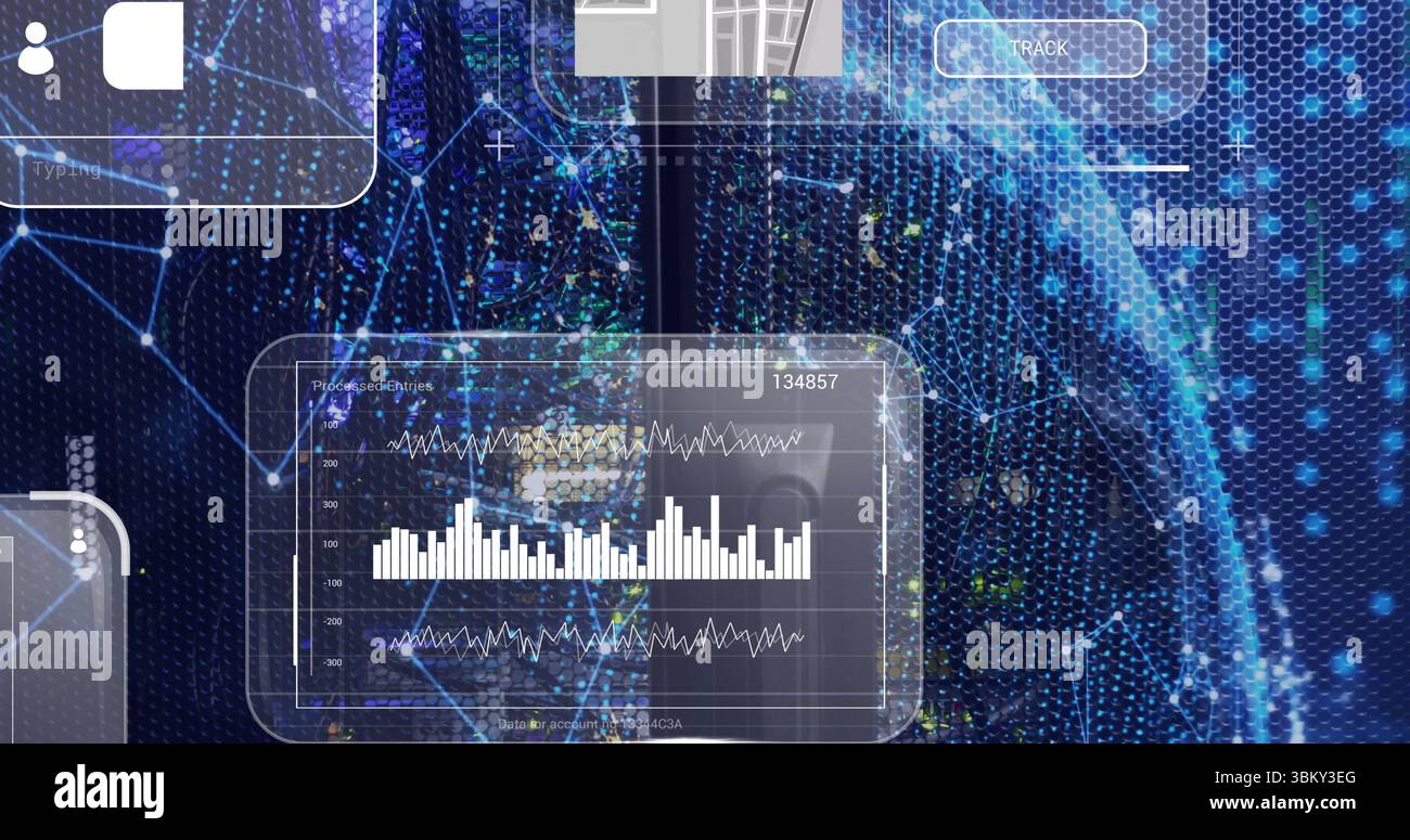 Displaying data chart panel showing graphs and 'TRACK' button on ...