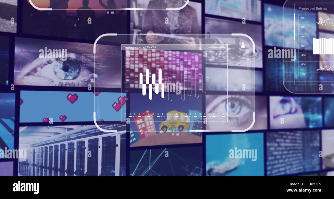 Transparent overlay projecting graph in data center display showing eye ...