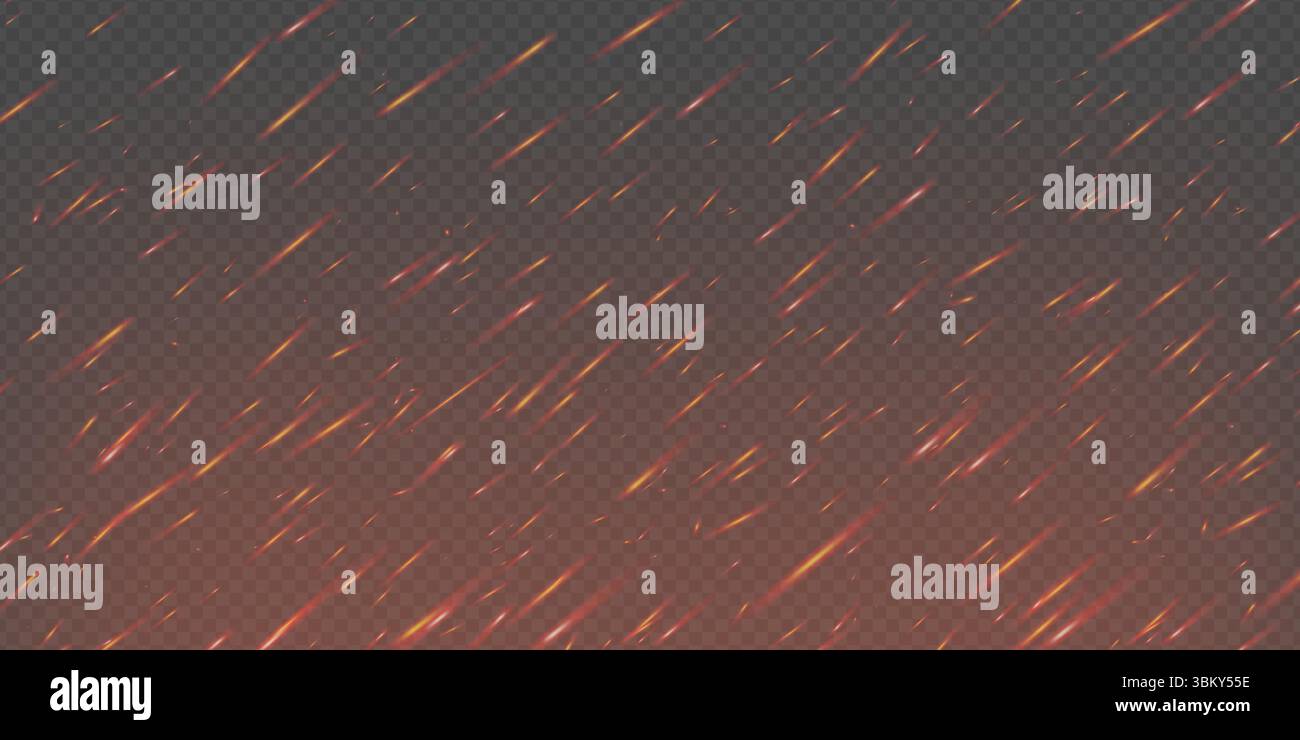 Burning fire background with hot sparks, flying embers and glowing ash ...