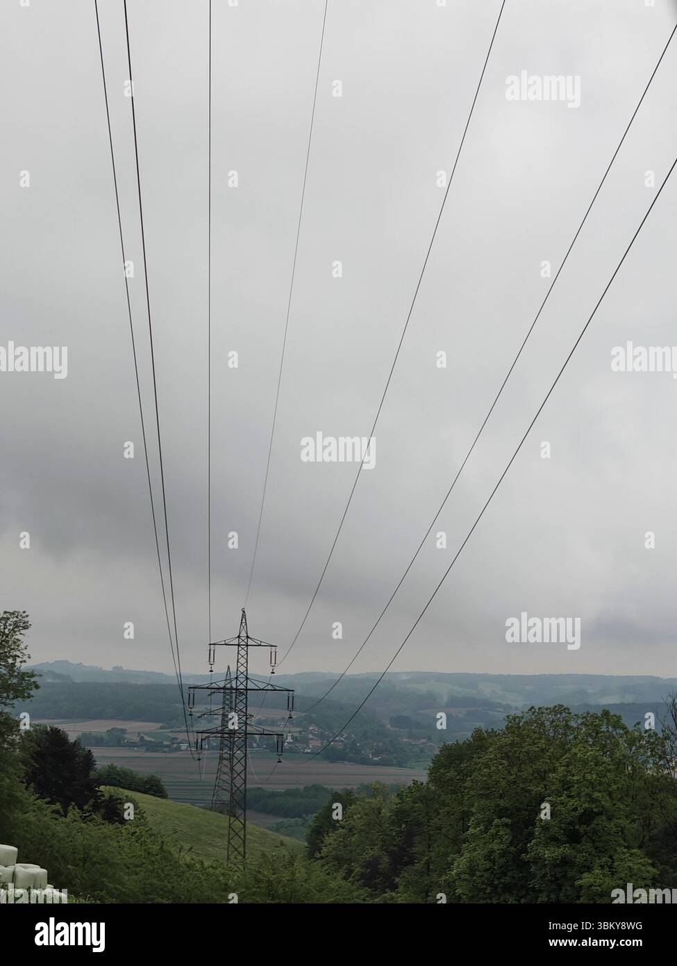 energy supply with a 380 kv power line and power pole energy supply ...