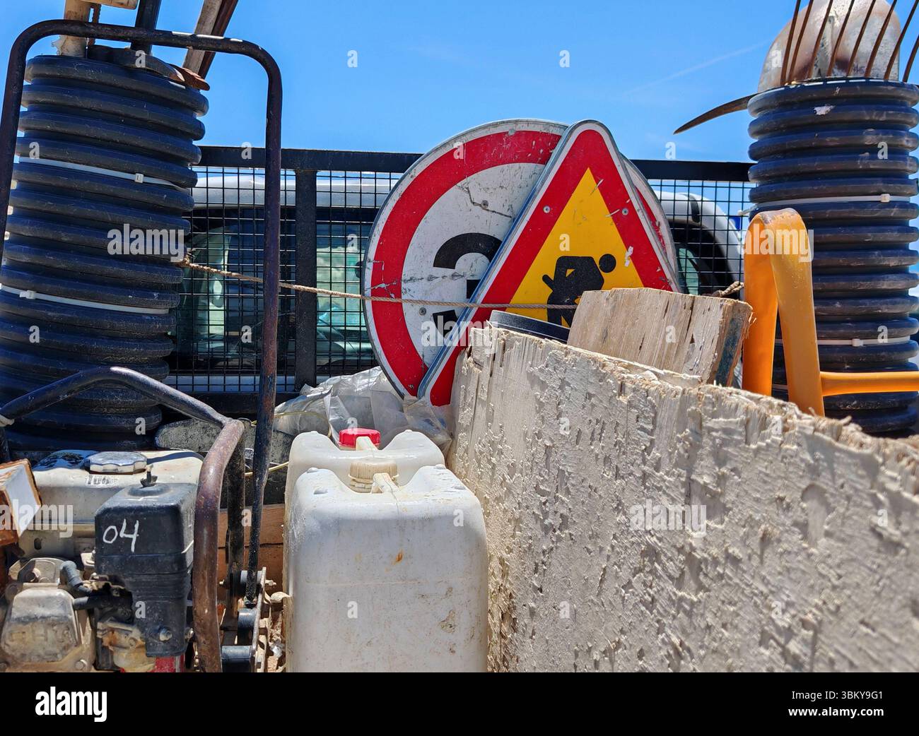 a road works traffic sign, road construction and traffic infrastructure ...