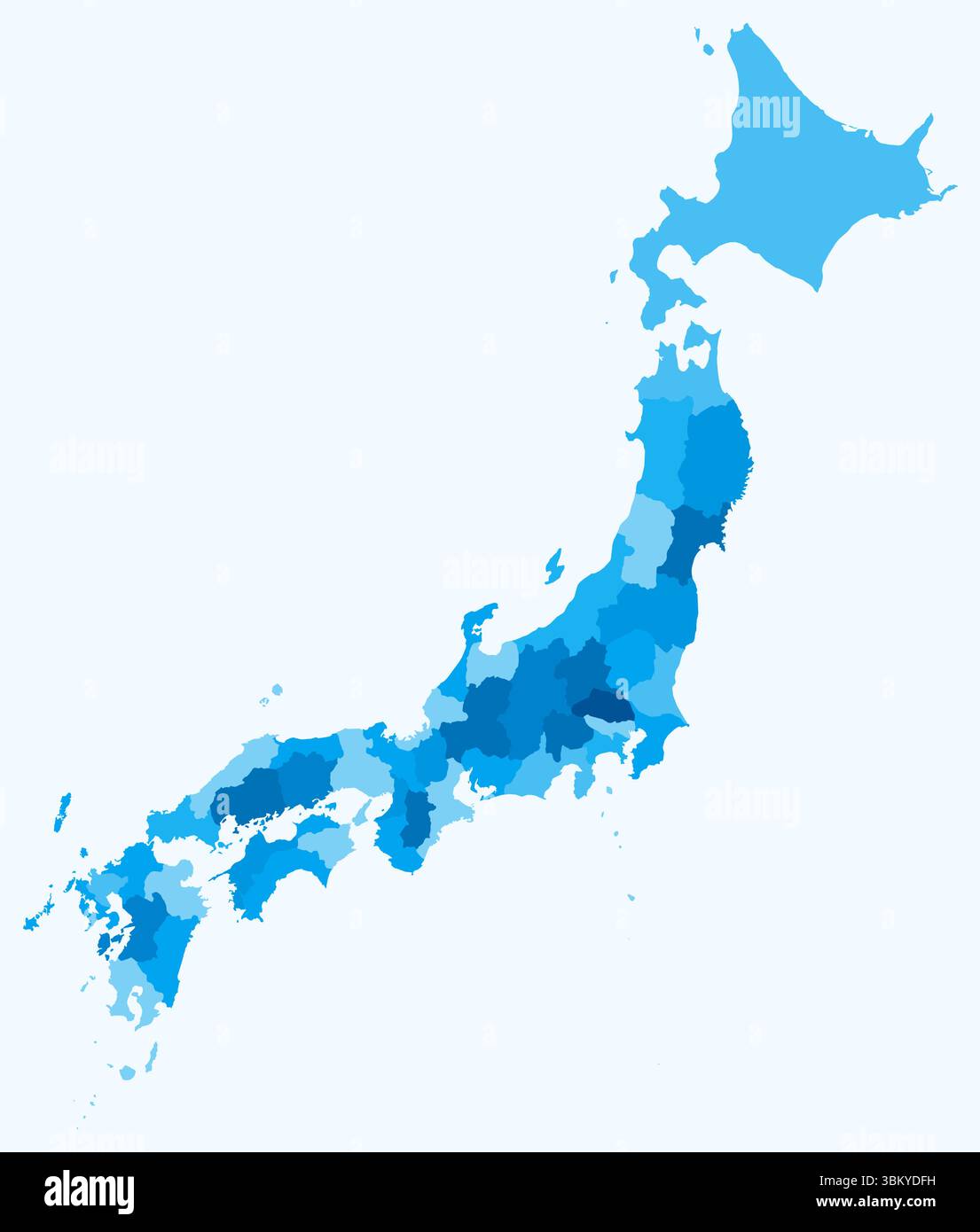 Map of Japan with regions. Just a simple country border map with region ...